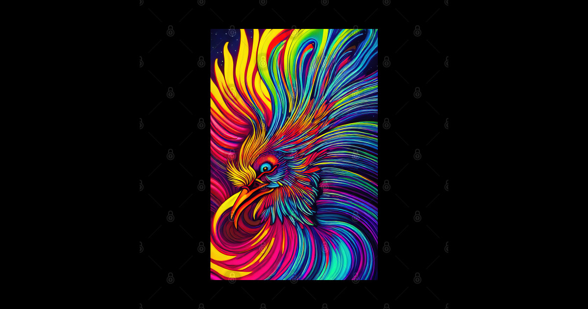 Psychedelic Pop art - ROOSTER - Psychedelic - Sticker | TeePublic