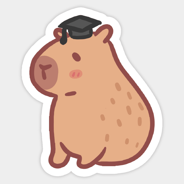 cute capybara wearing a graduation cap - Graduation Gift - Sticker ...