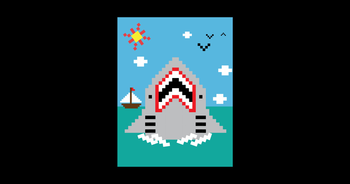 8-Bit-Shark - Shark - Sticker | TeePublic