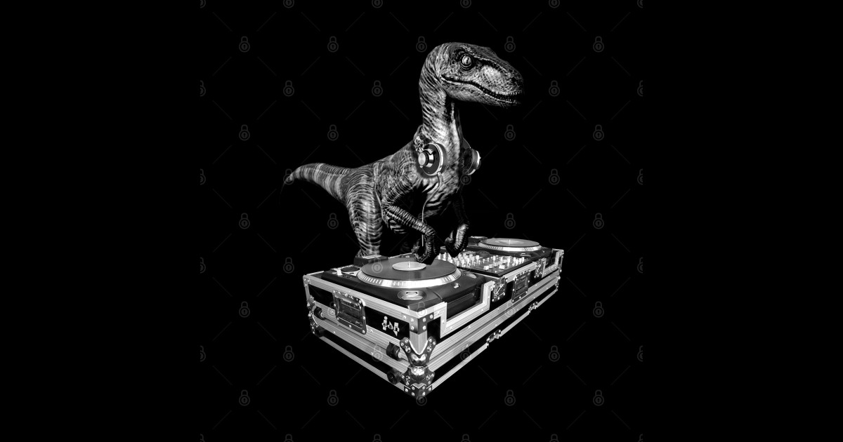 Jurassic World Velociraptor DJ Turntables hip-hop - Jurassic Dinosaur ...