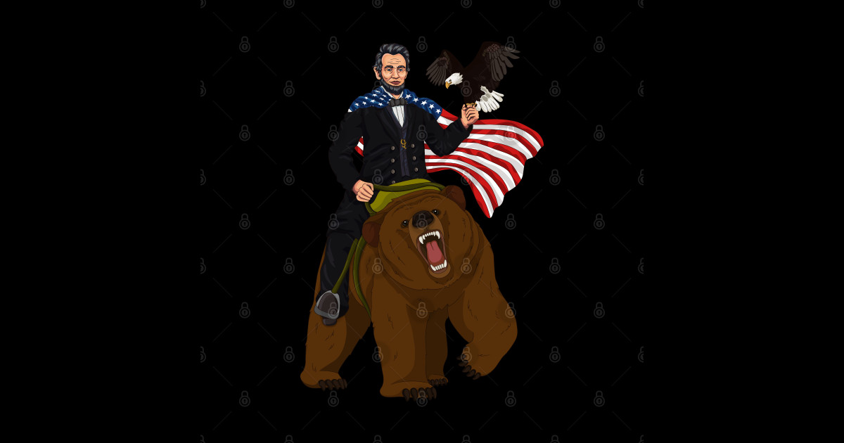 Abe Lincoln On a Bear 4 th of july Merica - Abraham Lincoln - Magnet ...