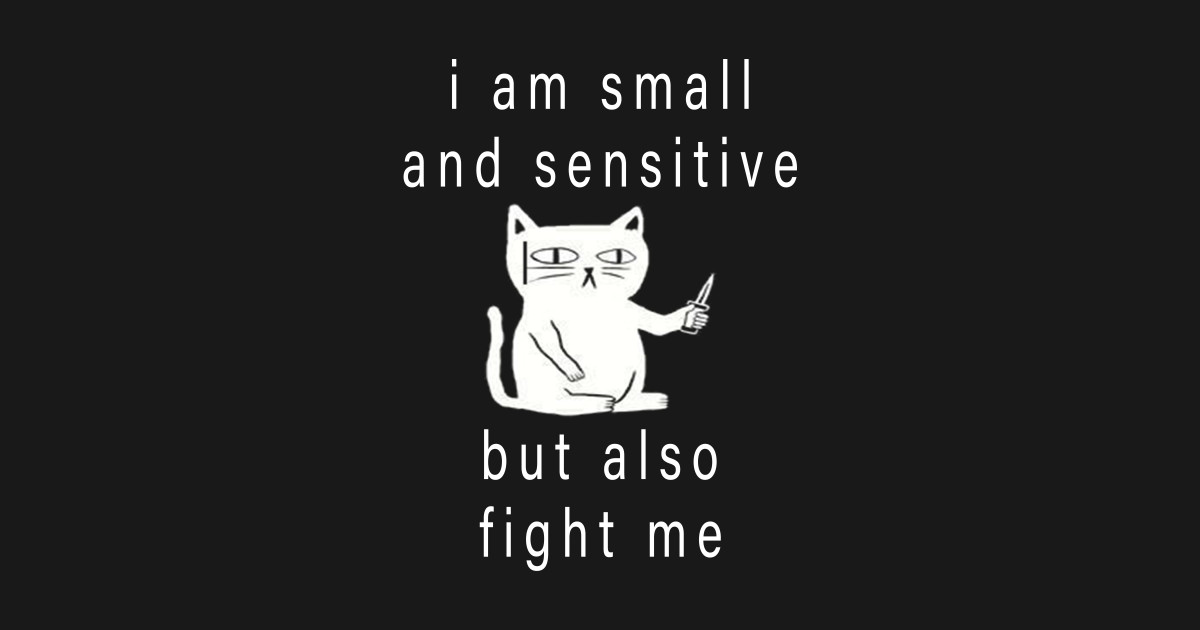 funny cat shirt idea : i am small and sensitive but also fight me ...