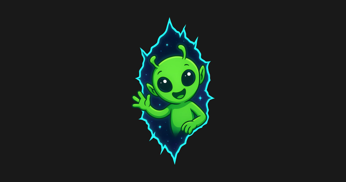 Cute Alien Waving from Space Portal - Cute Alien - T-Shirt | TeePublic