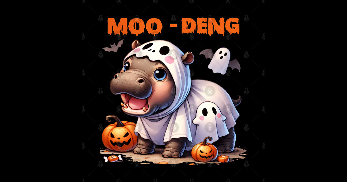Moo Deng Cute Baby Pygmy Hippo Bouncy Pig in Thai Halloween - Moo Deng ...