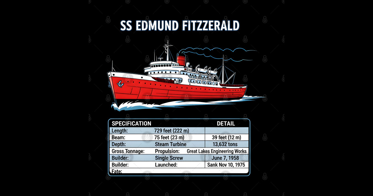 SS Edmund Fitzgerald Tribute - Edmund Fitzgerald - Sticker | TeePublic