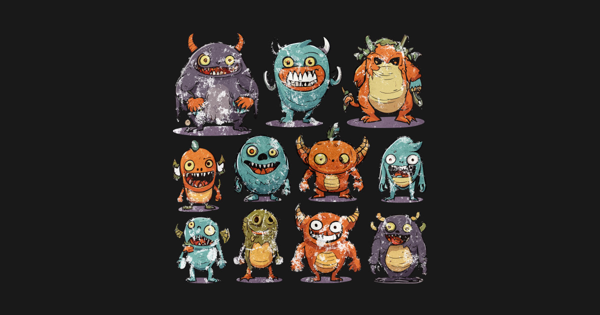 little distressed monster - Cute Monsters - T-Shirt | TeePublic
