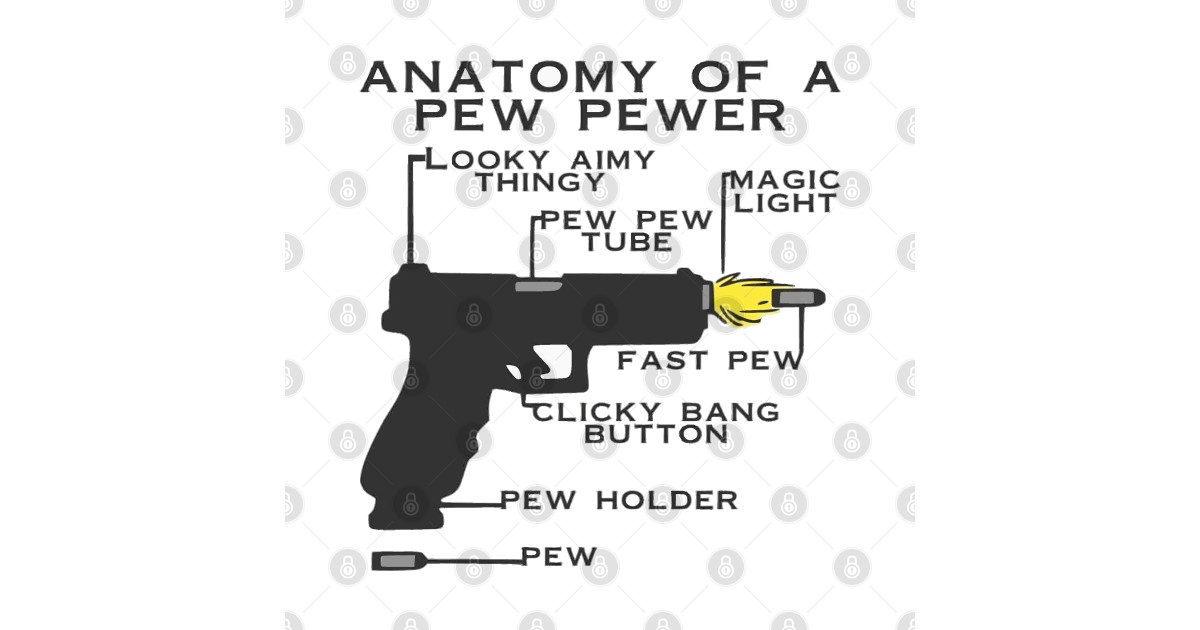 Pew pew anatomy - Gun - T-Shirt | TeePublic