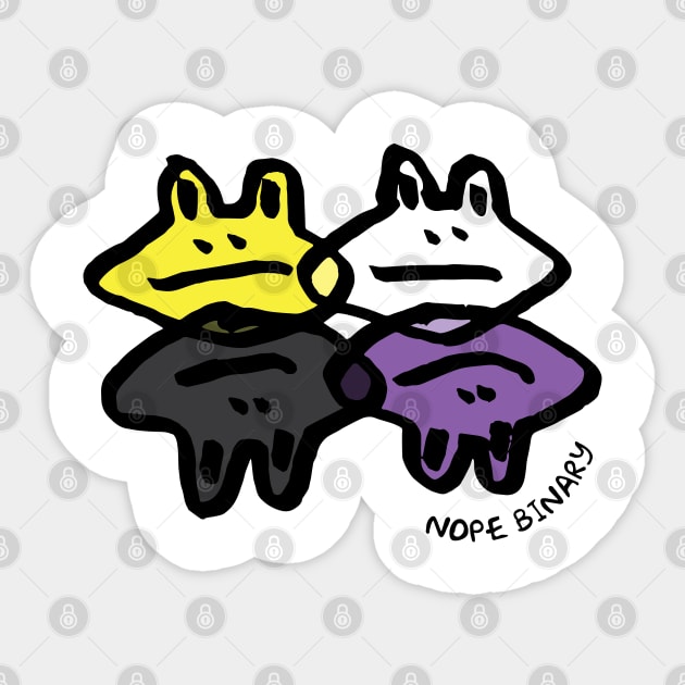 Nope-binary frogs - Nonbinary - Sticker | TeePublic