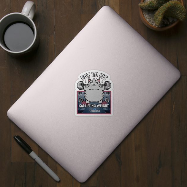 Fat to Fit Cat lifting Weight - Fat To Fit Cat Lifting Weight - Sticker ...