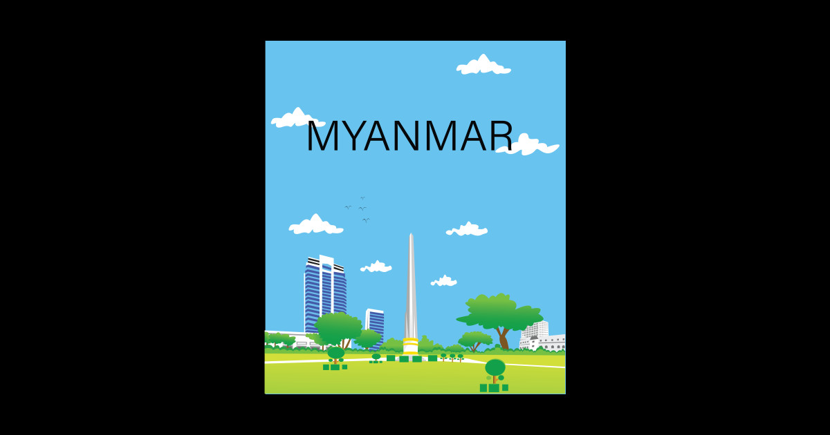 Myanmar asia Skyline - Myanmar Skyline - Sticker | TeePublic