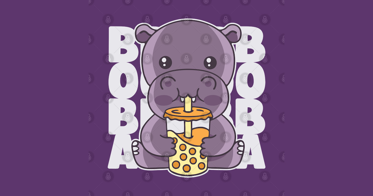 Kawaii Hippo Boba Tea - Moo Deng - T-Shirt | TeePublic
