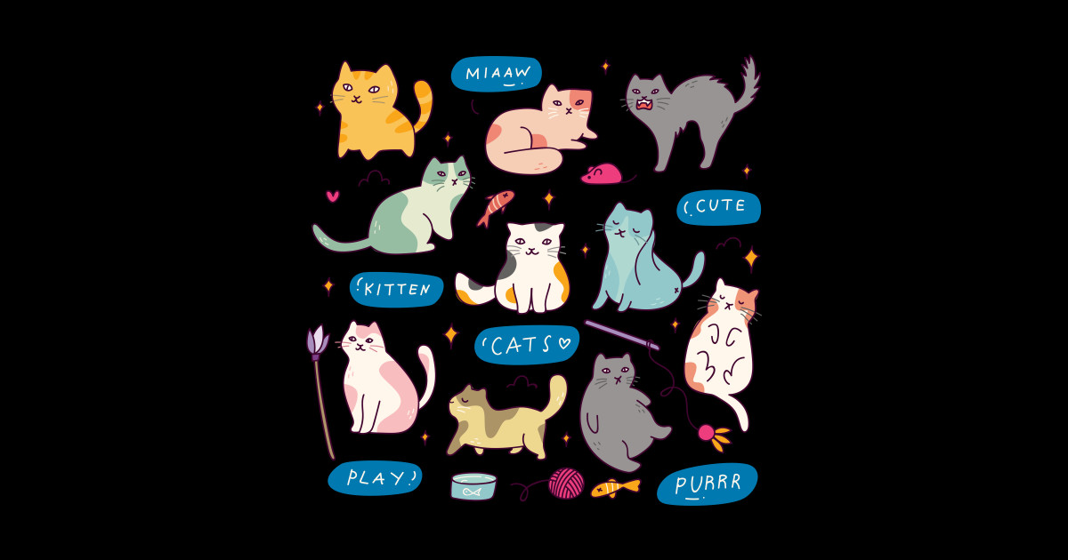 Funny Cute Cat Sticker Pack for cat lover - Cute Cats And Kittens ...