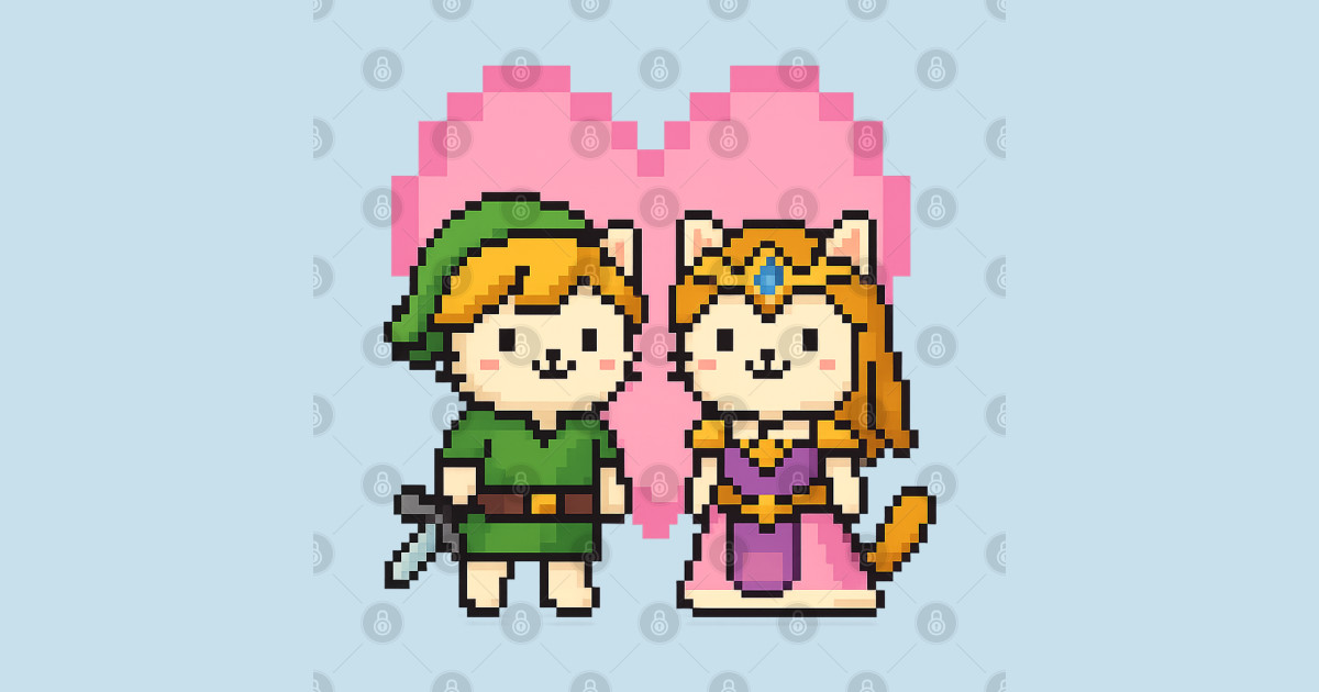 8-Bit Kitty Heroes – Cute Adventurer and Princess Cats Pixel Art Design ...