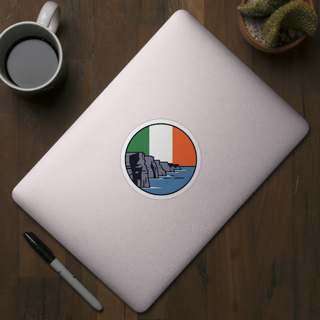Cliffs of Moher Vector Graphic Design Art with Irish Flag - Ireland ...