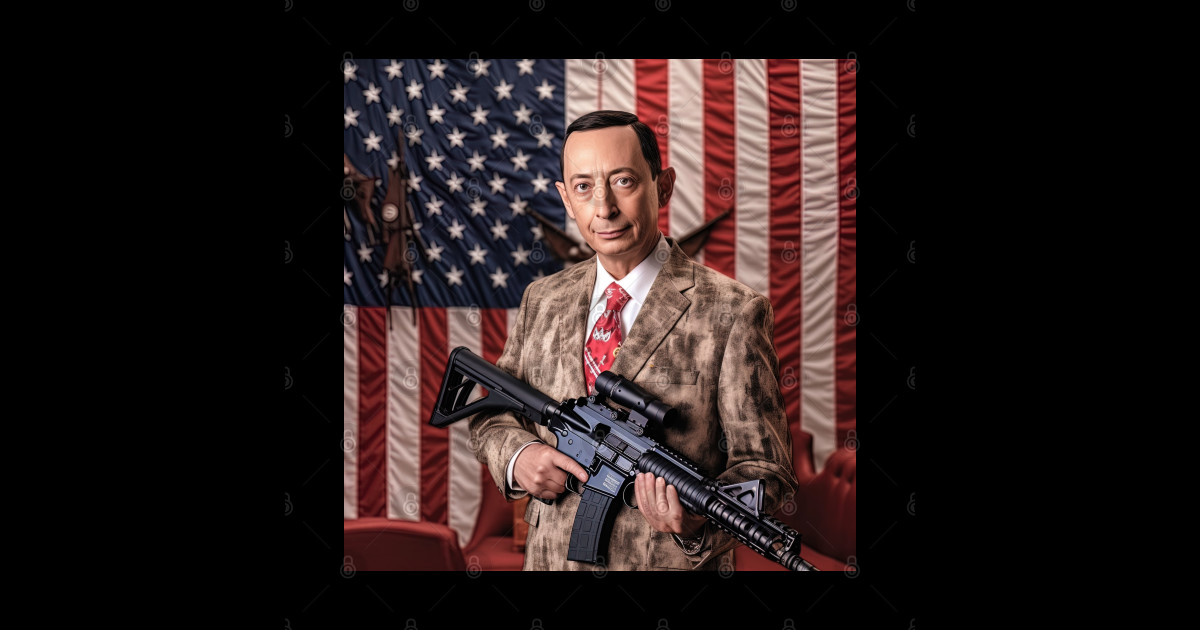 Pee Wee Herman with machine gun, USA flag behind - Pee Wee - Sticker ...