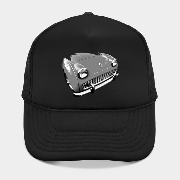 Triumph TR3 British 1950s classic car front quarter monochrome ...