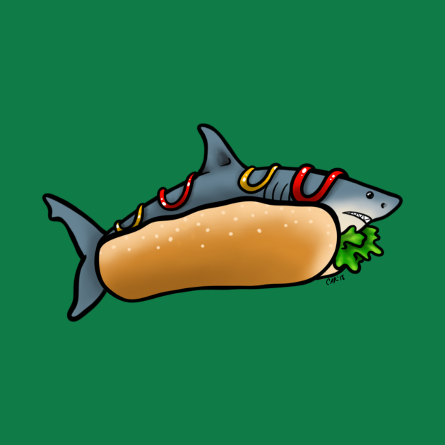 Hot Dog Shark - Shark - T-Shirt | TeePublic