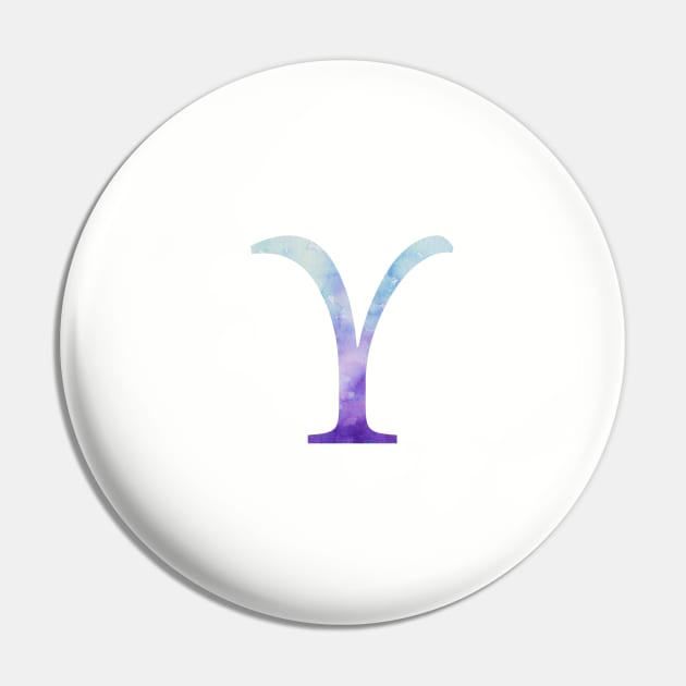 Blue Upsilon Watercolor Letter - Watercolor - Pin | TeePublic