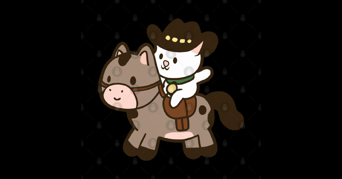 Cowboy Cat Riding Horse - Cowboy Cat - Sticker | TeePublic