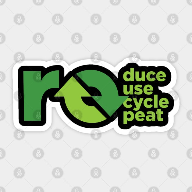 reduce, reuse, recycle, repeat - Reduce Reuse Recycle - Sticker | TeePublic