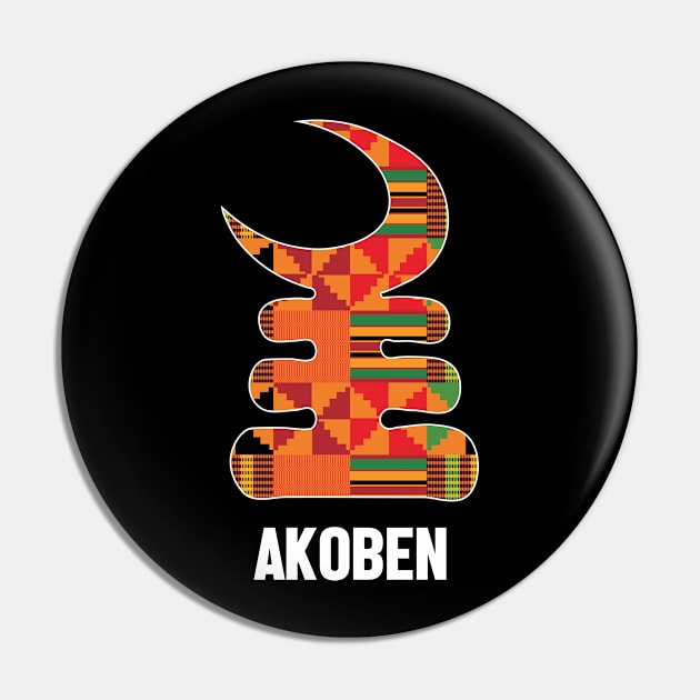 Adinkra Symbol, AKOBEN Kente Pattern - Kente - Pin | TeePublic