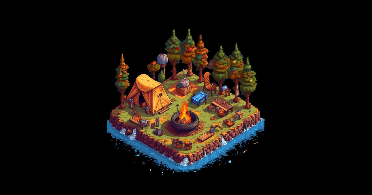 Camp Site Pixel Art Style - Camping - Posters and Art Prints | TeePublic