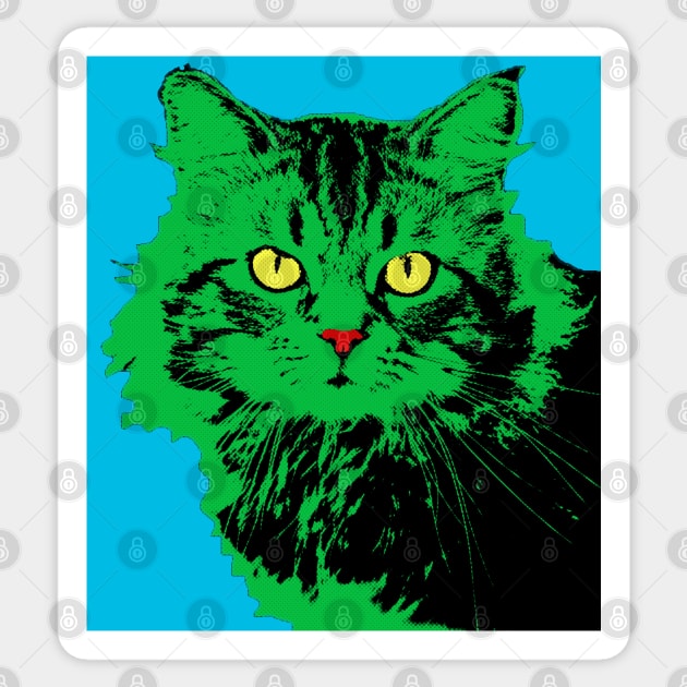 CAT POP ART, LIGHT BLUE - Cat - Sticker | TeePublic