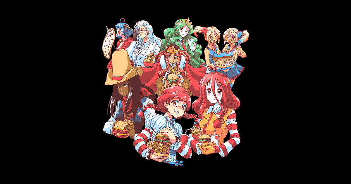 Fast Food Waifus - Fast Food - Sticker | TeePublic