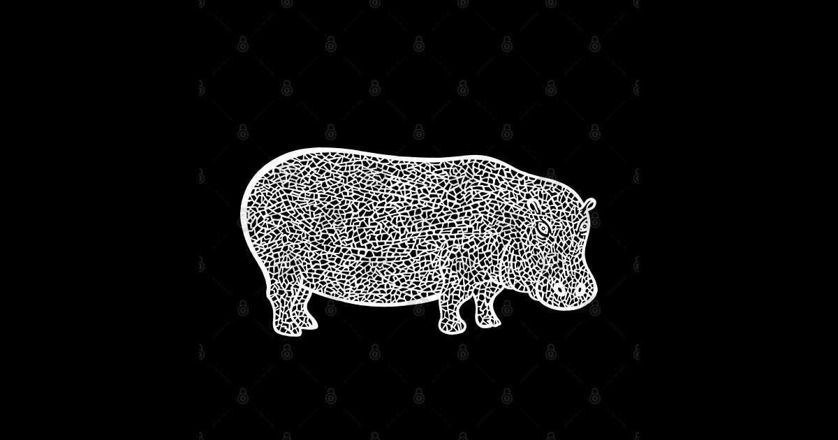 Hippo Ink Art - detailed African animal design - Hippo Gift - Pin ...