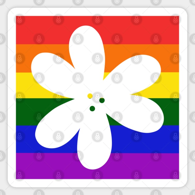 Flower Outline - discreet gay pride flag - Flower - Sticker | TeePublic