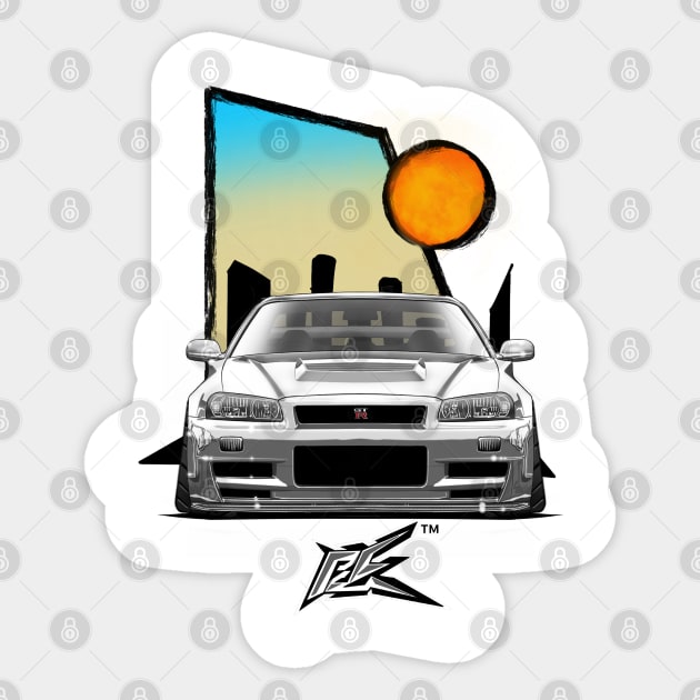 nissan skyline gtr r34 white - Nissan Skyline Gtr R34 - Sticker | TeePublic