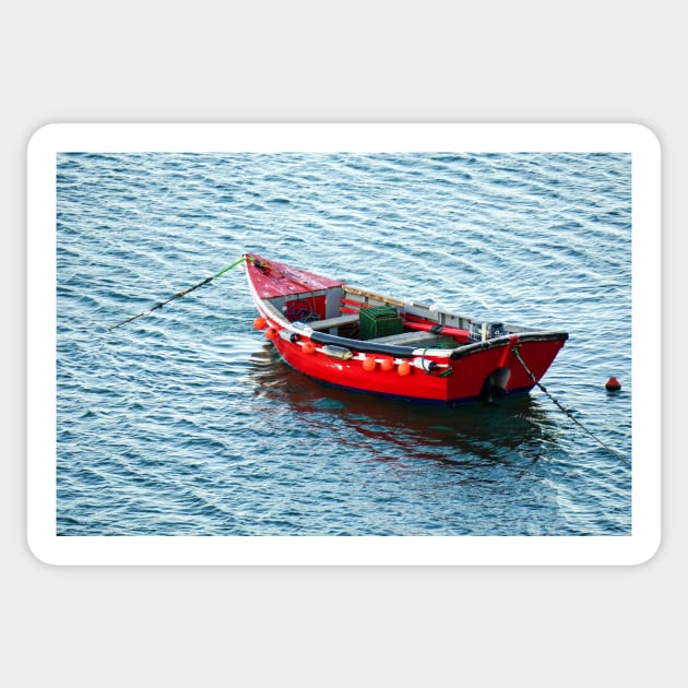 Red Fishing Boat - Fishing Boat - Sticker | TeePublic