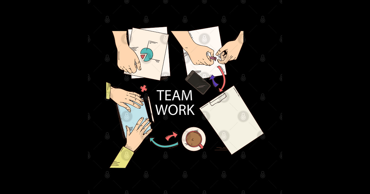 Team Work Illustration - Team Work Illustration - Sticker | TeePublic