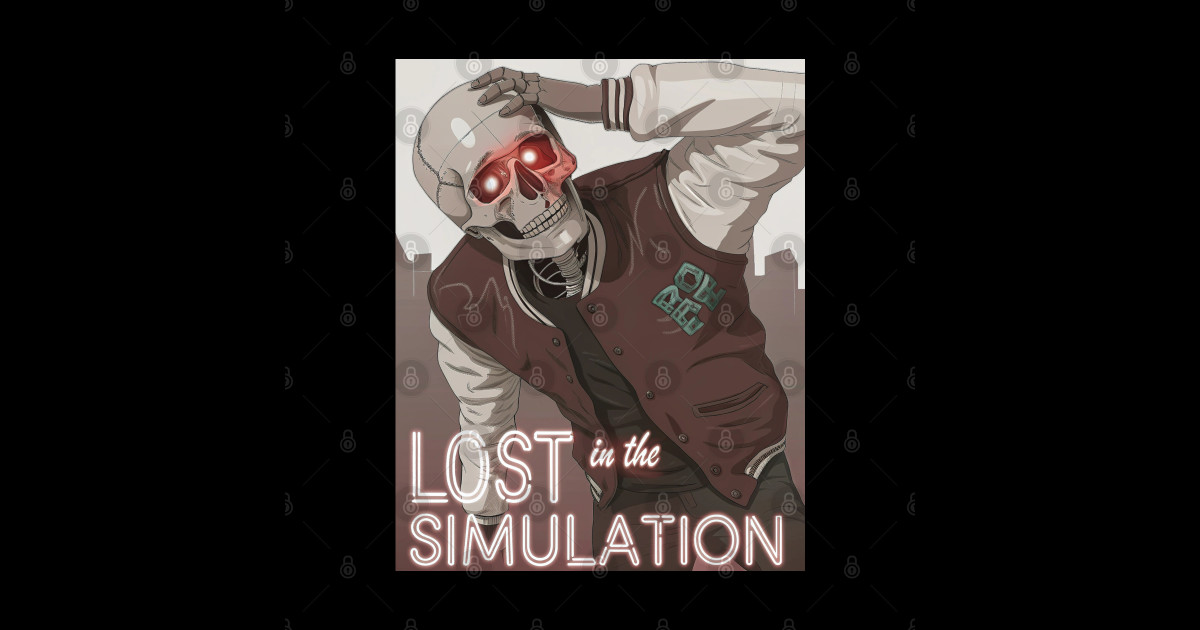 Skeleton lost in the simulation - Skeleton Lost In The Simulation - Sticker | TeePublic