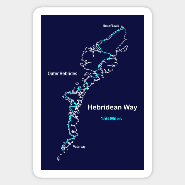 Route Map of Scotland's Hebridean Way - Hiking Trails - Sticker | TeePublic