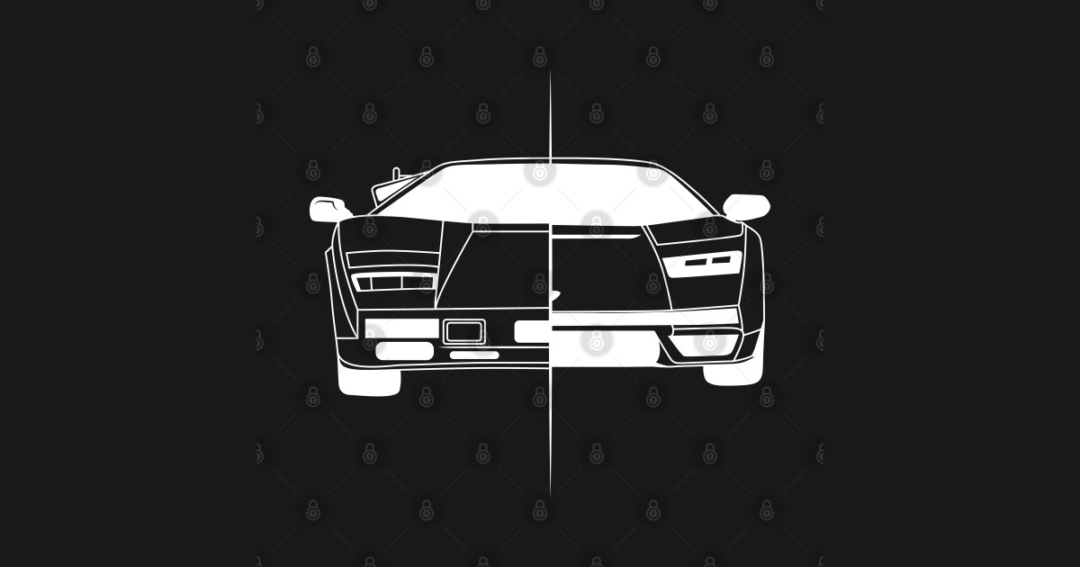 Countach White Outline - Car - T-Shirt | TeePublic