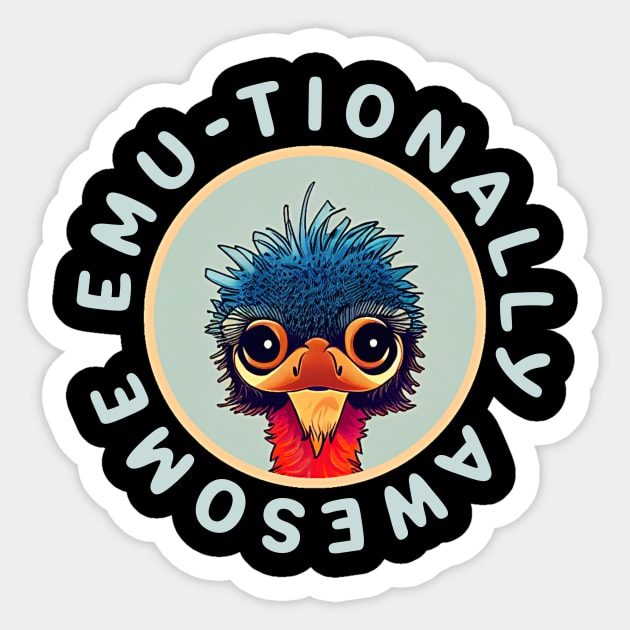 Emu Bird Emo Awesome - Emu Bird Emo Awesome - Sticker | TeePublic