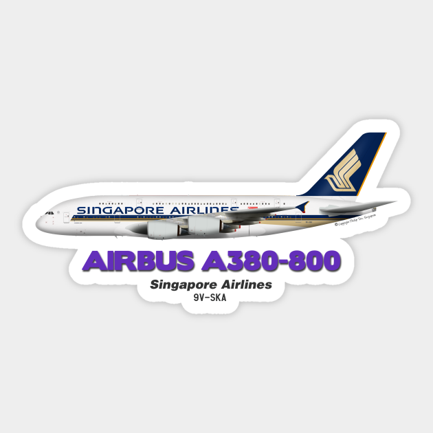 Airbus A380-800 - Singapore Airlines - A380 - Sticker | TeePublic