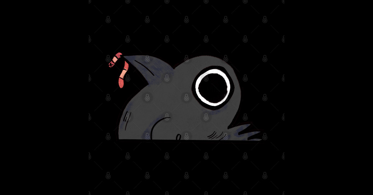 Crow with worm in his mouth raven Sobre Alba - Crows - Magnet | TeePublic