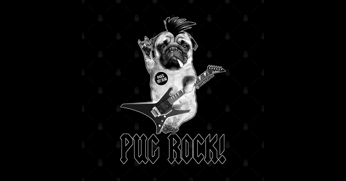 Pug rock - Rock - Sticker | TeePublic