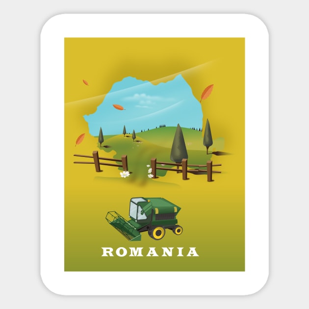 Romania Map Travel poster - Romania - Sticker | TeePublic