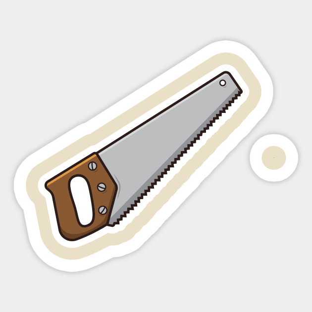 Handsaw Carpentry Tool Sticker vector illustration. Construction ...