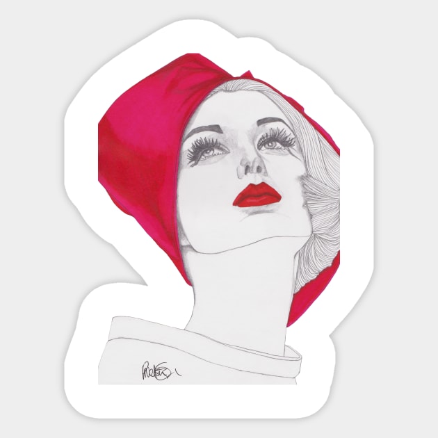 Red Hat Girl - Fashion - Sticker | TeePublic