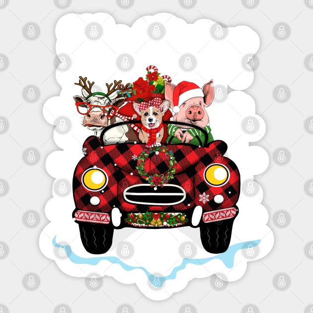 Funny Farm Animals Christmas Xmas Hippie Farm Car Farming Farmer - Cow ...