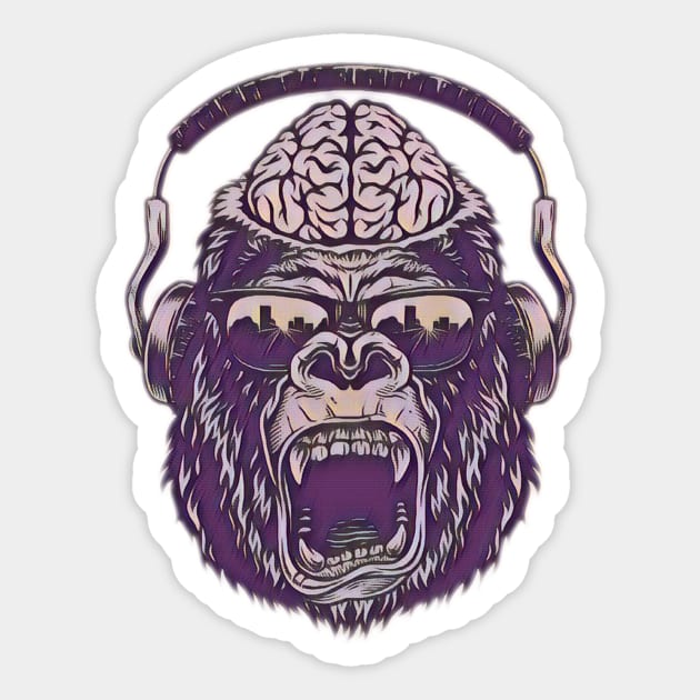 Vintage Gorilla Open Mind - Open - Sticker | TeePublic