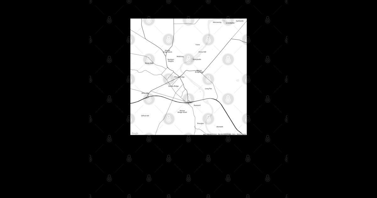 Minimalist Murray Bridge Map with Coordinates | Black and White Design ...