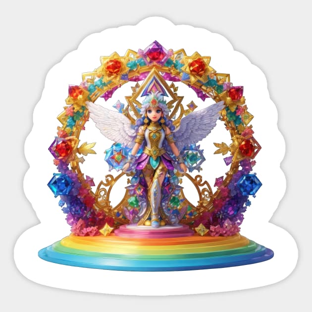 Rainbow Crystal Angel Diorama - Crystal - Sticker | TeePublic