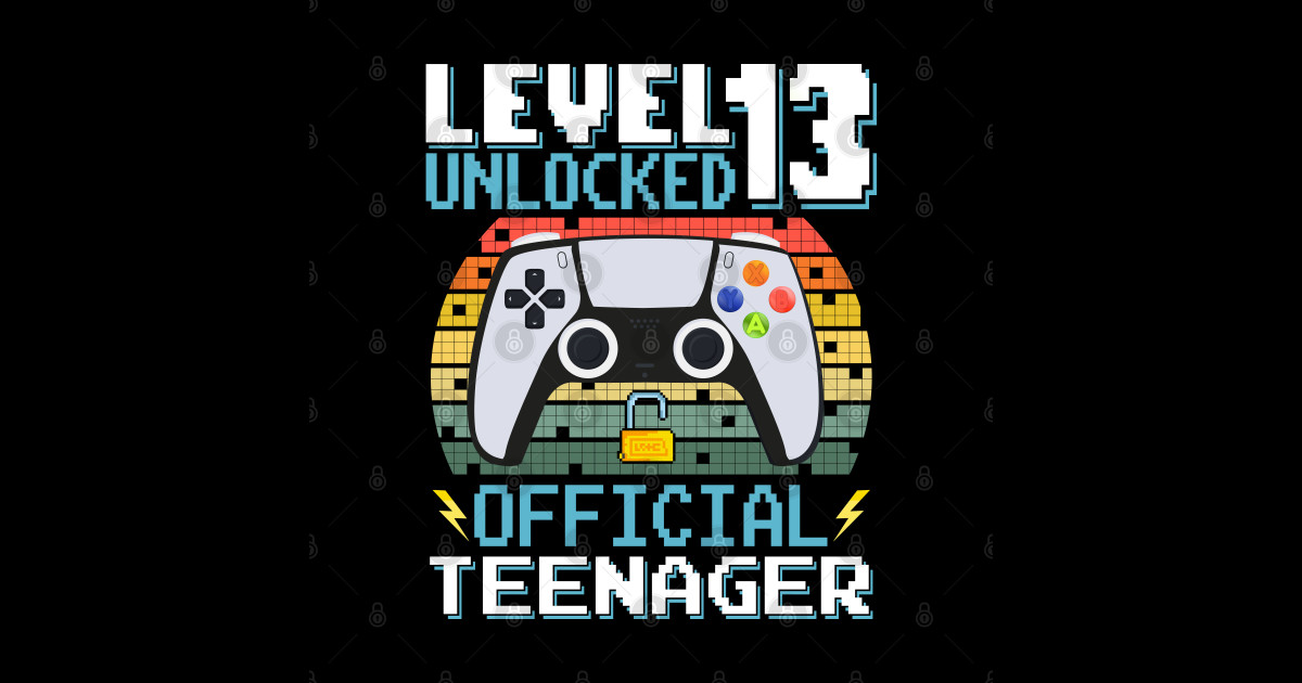 Level 13 Unlocked Official Teenager 13th Birthday Gamer - Asg Design ...