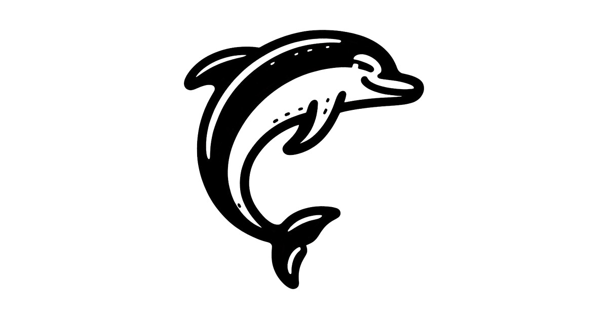 Stick Figure of a Dolphin in Black Ink - Stick Figure Dolphin - T-Shirt ...