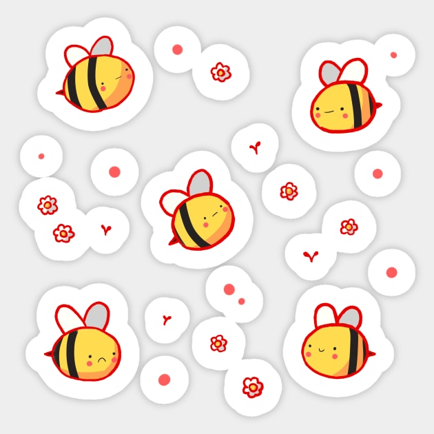 Cute cartoon bees - Art Patterns - Sticker | TeePublic